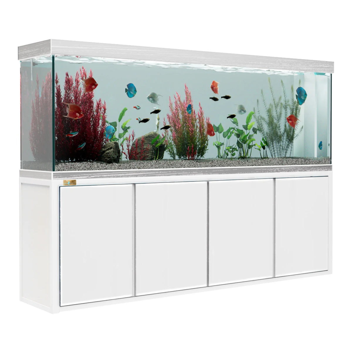 Aqua Dream 260 Gallon White and Silver Tempered Glass Aquarium - White ...